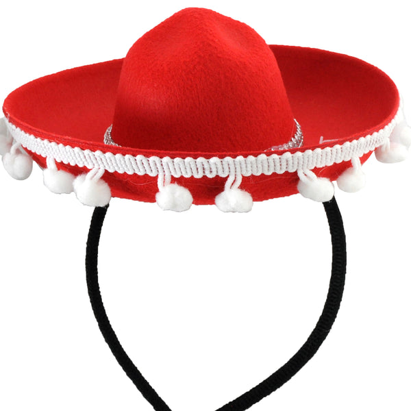 Red Sombrero Headband with White Pom Poms – The Party Inventory